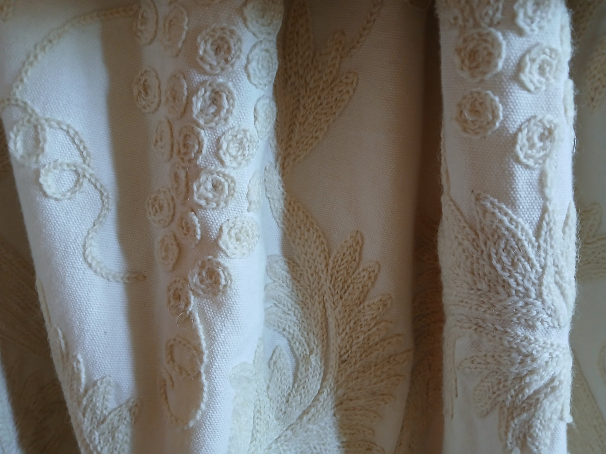Cream crewel work with self pelmet, lined & I/lL, 3705c – THE CURTAIN ...